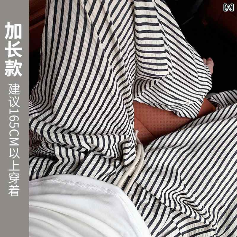 ・カテゴリ: 休闲裤（カジュアルパンツ）・スタイル: カジュアル・パンツタイプ: ストレートパンツ・パンツ丈: ロングパンツ・ウエスト: ハイウエスト・厚み: 薄手・デザイン: ポケット・カラー展開: 白黒ストライプ（レギュラー丈）、白黒ス...