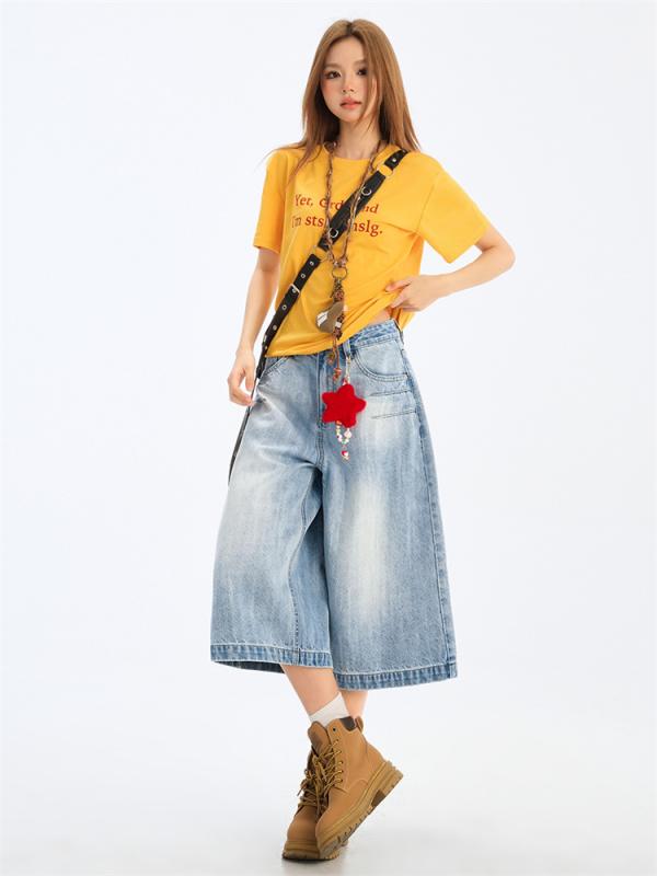 ・カテゴリ: デニムパンツ・スタイル: カジュアル、ストリート、デニム風・主な素材: 綿 80%以上90%未満、その他 30%以下・パンツ丈: 7分丈・ウエスト: ハイウエスト・生地の厚さ: 普通・デザイン: ウォッシュ加工・カラー展開: ...