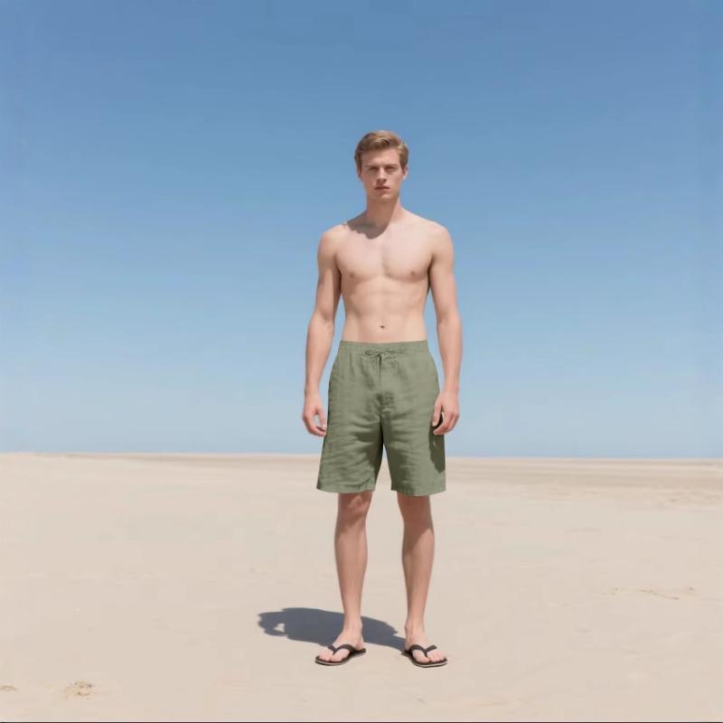 ・カテゴリ: 五分丈パンツ・主な素材: 麻混紡（麻95%）・パンツ丈: 五分丈・パンツのシルエット: ストレート・伸縮性: ややあり・スタイル: スポーツ・カラー展開: ブラック、グレー、カーキ、アーミーグリーン、ネイビー、ホワイト、スカイ...