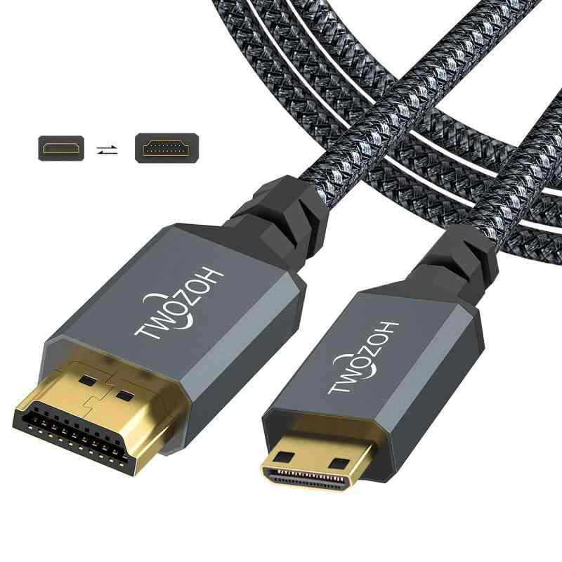 Twozoh Mini HDMI to HDMIケーブル, 3D対応 高速データ転送 4K 60Hz UHD Mini-HDMIオス-HDMIオス変換ケーブル