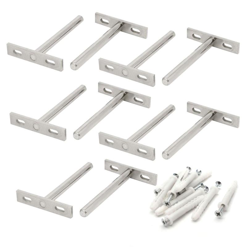 LUCKYBEE 10個入り ブラケット 金具 棚受け フローティング 隠し 差し込みタイプ シルバー 70mm x 96mm 4"建築金具棚受 棚 テレビ 家庭用【フローティング】差し込みのタイプなので、木製の棚板を金具に差し込...