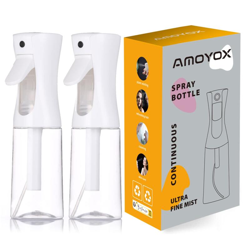 霧吹き 200ml 2個セット スプレーボトル 極細のミストを噴霧する AMOYOX 連続ミスト噴射可能 清掃用 美髪師用 家用 ペット用 　透明