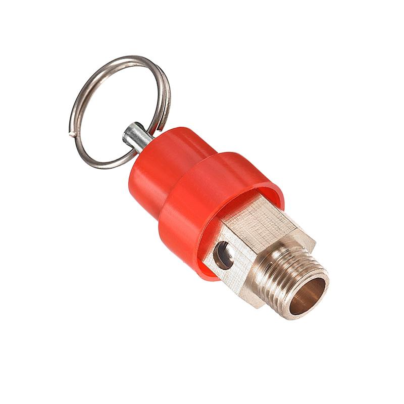 M METERXITY エアコンプレッサーバルブ 真鍮セーフティバルブ 115 PSI セットプレッシャー 少量の減圧アプリケーションに適用 G 1/8オスねじ レッド適用範囲:真鍮のエアコンプレッサー安全弁はガスを供給し保護を確保するため...