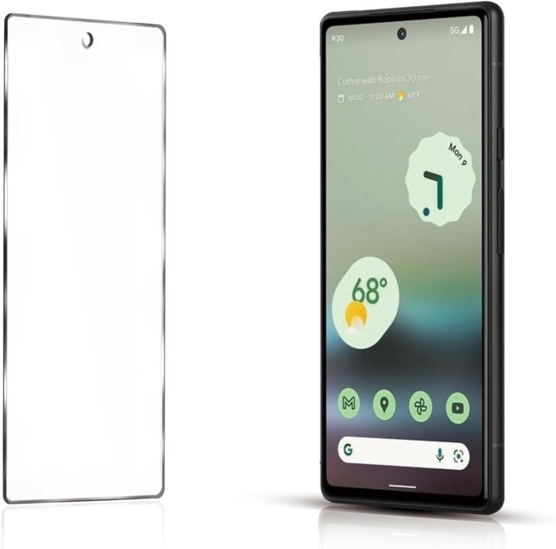 JACRON 【1枚セット】Google Pixel 6A ガラスフィルム 【日本AGC素材採用】硬度9H 耐衝撃 気泡防止 高光沢 Pixel 6A フィルム 強化ガラス 貼り付け簡単 自動吸着 撥水撥油 指紋防止 ラウンドエッジ加【対応...