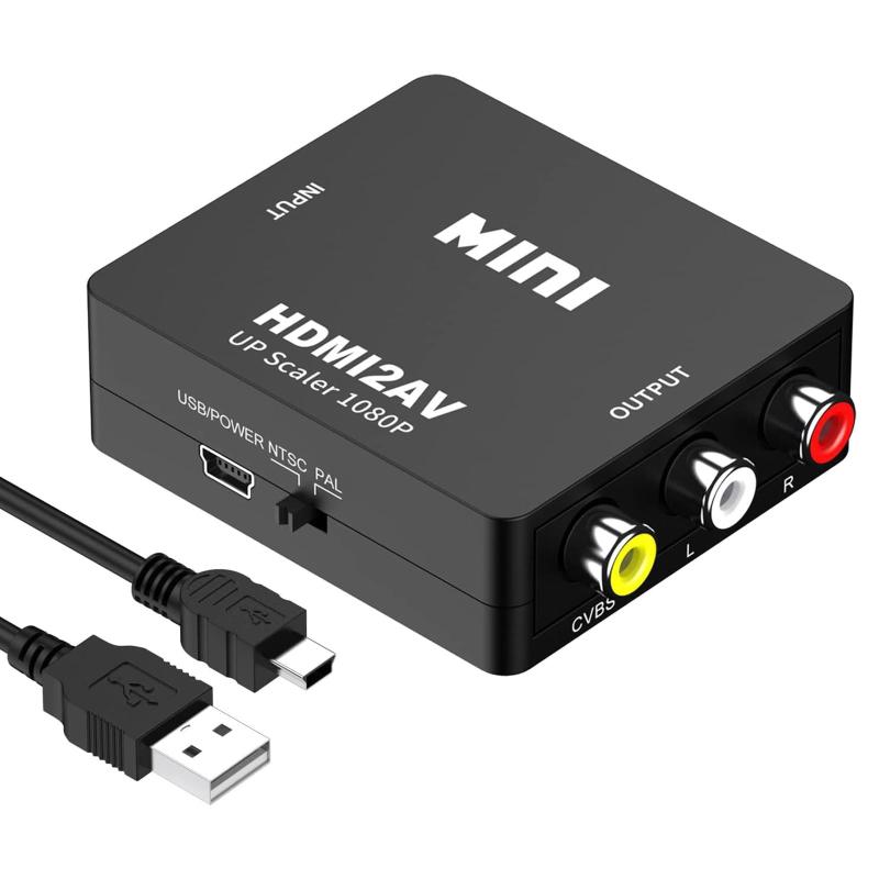 HDMI to RCA 変換コンバーター HDMI to AV変換アダプタ 1080P対応 PAL/NTSC切り替え アナログ変換 音声出力 USB給電ケーブル付きXbox/PC/DVD/PS3/PS4/PS5PC/BDプレーヤー/swit...