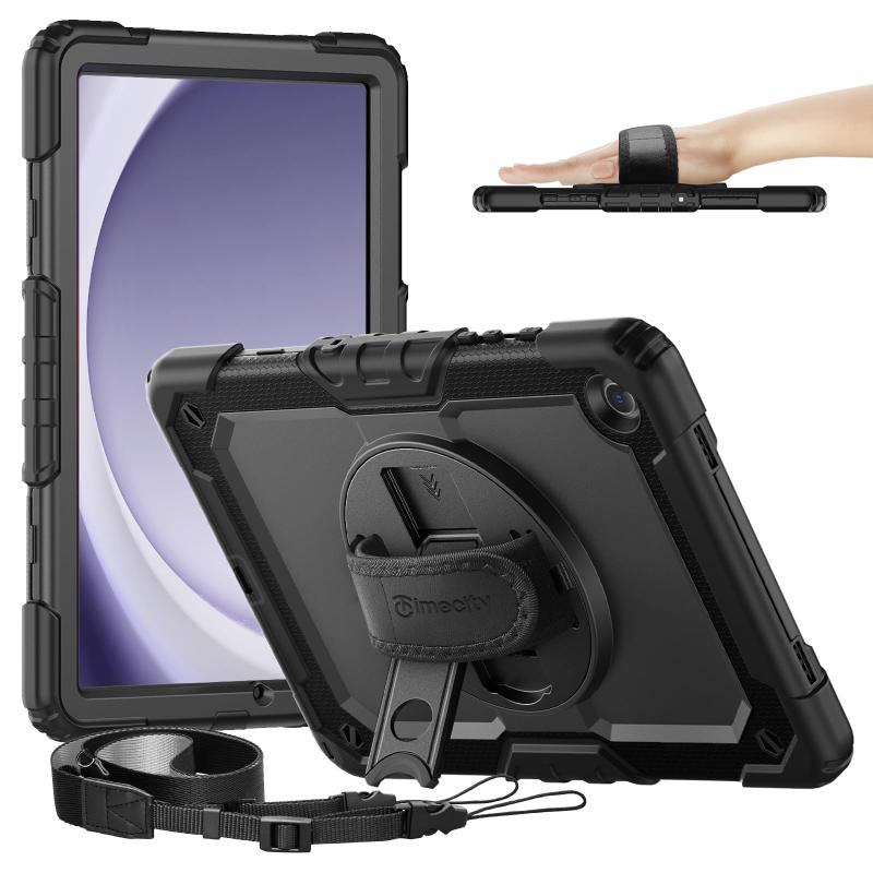 Timecity 対応 ケース Galaxy Tab A9+ ケース 耐衝撃 2023新モデル 保護フィルム 360°回転スタンド ペン収納 ハンド&amp;ショルダーストライプ付き 落下防止 傷防止 多機能 1メートルテスト 頑丈 (SM...