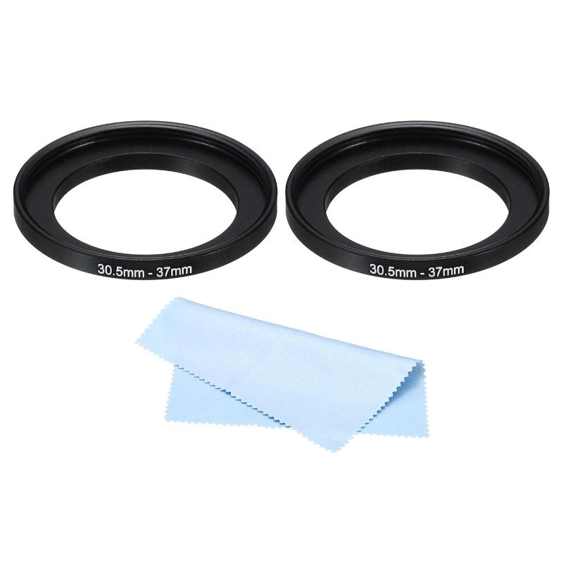 PATIKIL 30.5mm-37mm メタルステップアップリングとクリーニングクロス 2パックのカメラレンズフィルターアダプターリング カメラレンズフード用のアルミニウムフィルターアダプターリング ブ仕様：カラー：ブラック；素材：アルミニ...
