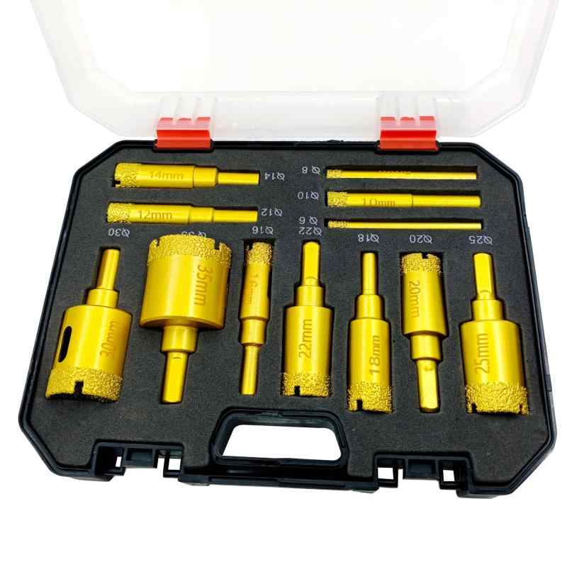 KIMLONTON乾式真空ろう付けダイヤモンドドリルビット ダイヤモンドホールソー コアビット6mm 8mm 10mm 12mm 14mm 16mm 18mm 20mm 22mm 25mm 30mm 35mm 12個入りセット ガラスドリル...