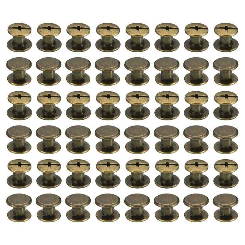 PATIKIL 50セット シカゴスクリュー M5x4mm シカゴスクリュー フィ リップスバインディングポストスクリューボルト レザーリベット ファスナー コネクター スチール製 レザーベルト スクラップ素材：アンティークカッパープレート...