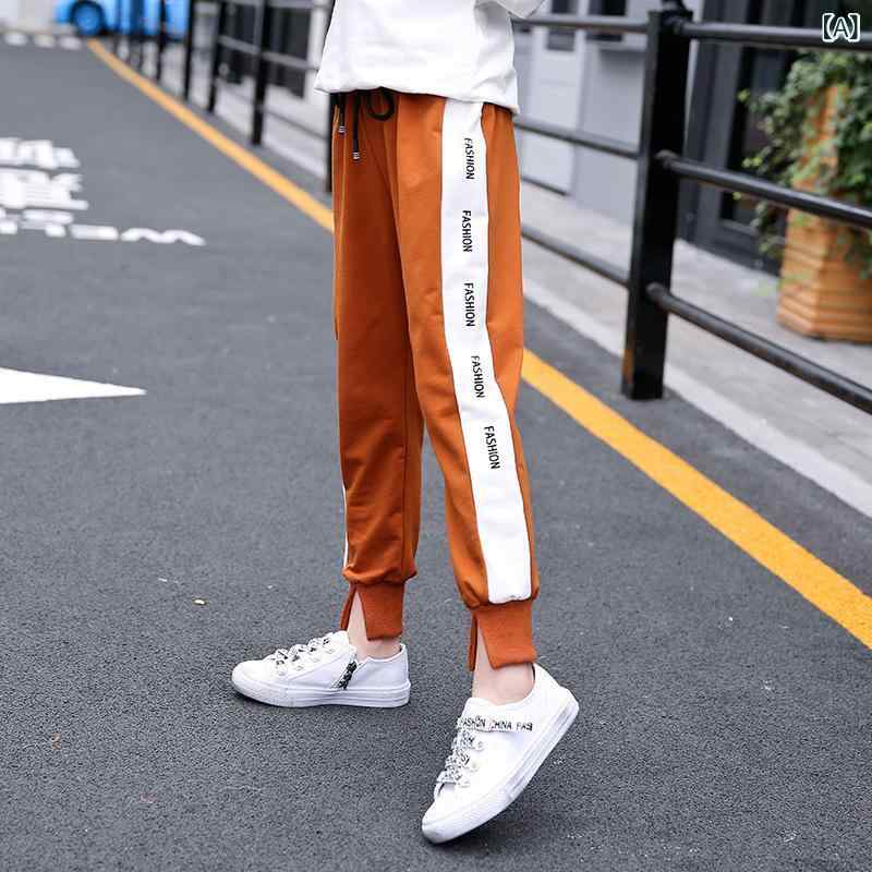 ・カテゴリ: キッズパンツ・スタイル: 韓国風・素材: 綿95%・安全基準: B類・パンツ丈: 長ズボン・対象性別: 女の子・対象年齢: 中大童（8歳以上、身長140cm以上）・デザイン: ハーレムパンツ・柄: ストライプ、無地、英字・ディ...