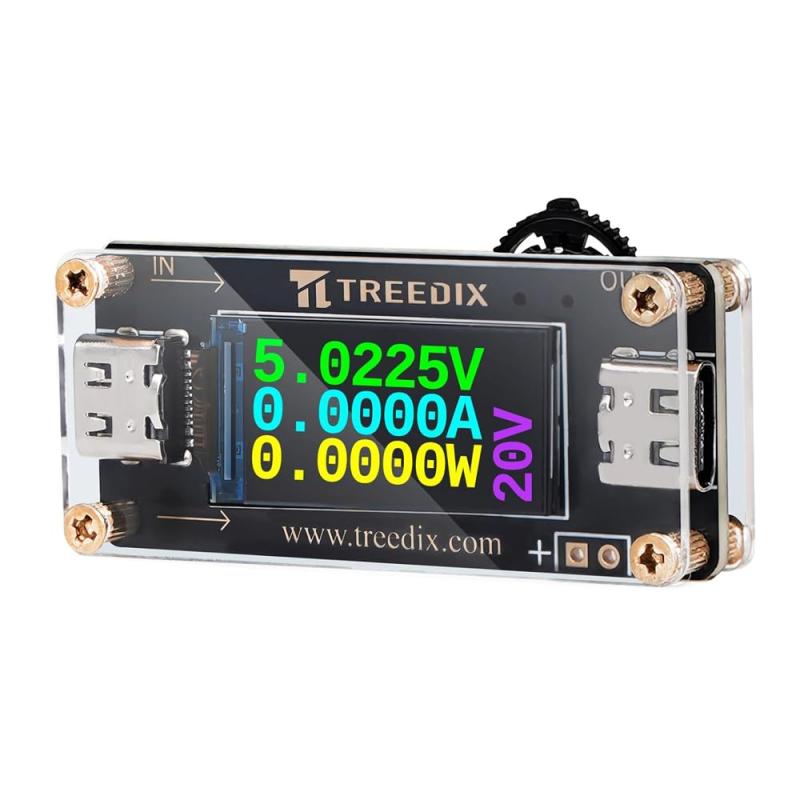 Treedix 電圧電流チェッカー TypeC USB電源トリガー USBデコイ QC対応 DC 5V/9V/12V/15V/20Vの出力可能カラースクリーン付き：0.96インチのLCDカラースクリーンを搭載しており、テスト結果を見やすいで...