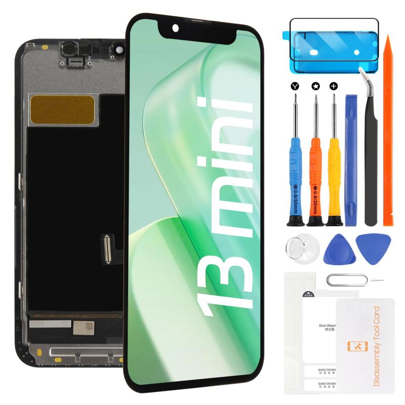 OLED 液晶パネル For iPhone 13 Mini 画面交換修理用 タッチパネルセット 5.4 インチA2628, A2481, A2626, A2629, A2630LCDスクリーン 統合画面交換修理用キット 無料の修理工具...