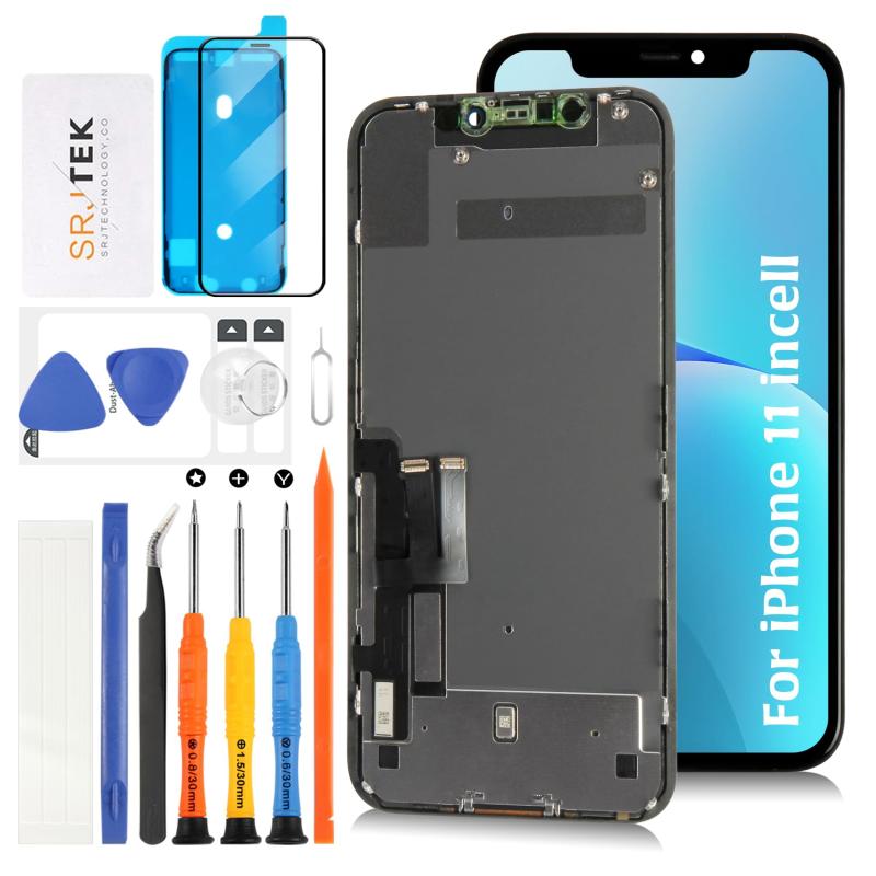 SRJTEK for iPhone 11 画面交換 TFT 液晶パネル イヤースピーカーケーブル付き 6.1インチ修理用LCDデジタイザーアセンブリ A2221 A2111 A2223 修理ツール 工具セット🔊【イヤースピー...