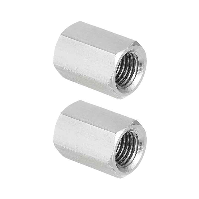 PATIKIL M10 x 1.25ピッチ 304ステンレス鋼 六角カップリングナット 2個 20mm / 0.8インチ 長さ完全ねじ付きロッドカップリングナット スタッドコネクタファスナー シルバートーン仕様: 材質: 304ステンレスス...