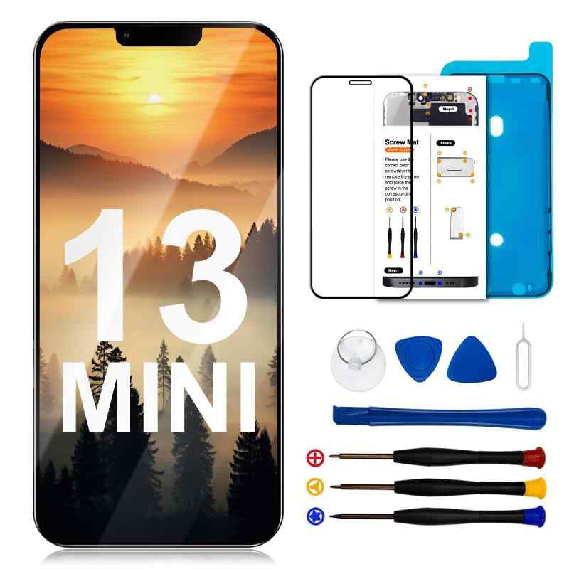EFAITHFIX for iPhone 13 mini 液晶パネル for iPhone 13 mini 画面交換5.4 インチ 3 D タッチ液晶画面表示フル HD デジタイザー フレーム アセンブリのスクリーンフロントパネルット分解工...