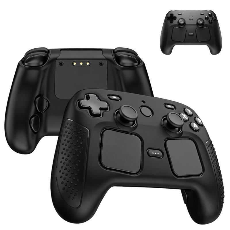 For Steam Controller 2 用 ケース カバー 【NOUKAJU】保護カバー シリコーン素材 傷防止 全面保護 耐衝撃 軽量 滑り止 Steam Controller 2 用 保護ケース (ブラック)【対応機種】Steam...