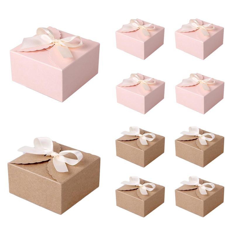 ギフトボックス 10枚入り 2色で5枚ずつ 小サイズ 9*9*5cm ラッピング箱 リボン付き 蝶結び プレゼント お菓子 アクセサリー お店イベント 便利 乙女心 可愛い おしゃれ 無地【サイズ】：9*9*5cm【素材】：クラフツ紙、ポリ...