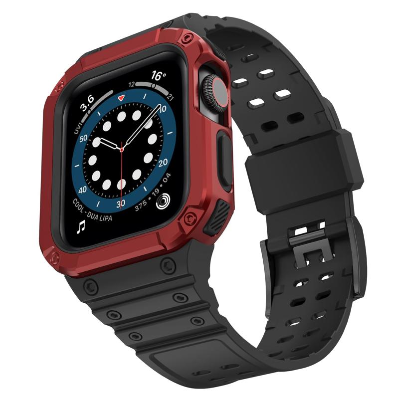 Apple Watch8 バンド アップルウォッチ バンド 45MM 41MM 44mm 40mm バンパーケース付き一体式 Apple Watch SE iWatch Series 8 7 6 5 4 3 2 1用 スポーツミリタリー保護...