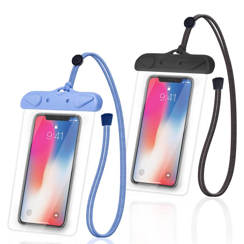 防水ケース スマホ用 改良 2枚入 - IPX8認定 透明 保護密封 防水携帯ケース 完全防水 顔認証 気密性 水中撮影 お風呂 海水浴 水泳など適用 IPhone/Android 7インチ全機種対応