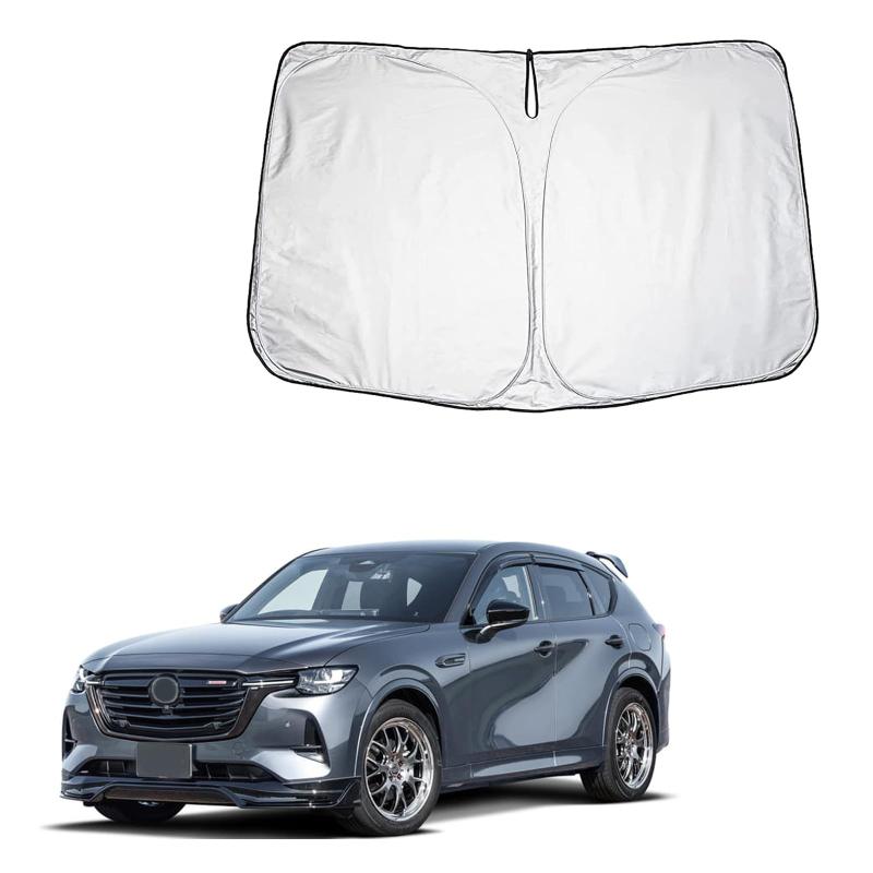 車用サンシェード 前面のウィンドウ マツダ 新型CX-60 KH系 KH5P/KH3P/KH3R3P 2022.09~/CX-30 DM系 2019.10~ に対応 厚みを増した コンパクト収納 収納袋付専用車両向け：この商品は、お客様の愛...