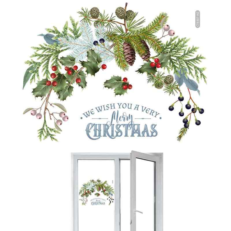PAVIKEクリスマス ウォールステッカー 静電気 ガラス ステッカー 静電気 ステッカー クリス クリスマス 窓 シールマス フルーツの枝 松ぼっくり 両面可視 ガラス 窓の装飾 35*27CM【商品仕様】クリスマス窓シールサイズ：35*...