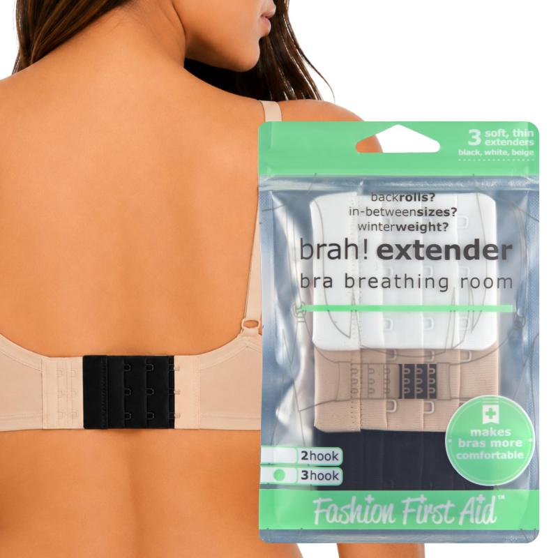 Brah Extender: bra breathing room (3 フック)お得な3枚パック - ブラック、ホワイト、ベージュ。ほとんどの3フックブラにフィットします - フックの中心間の3/4インチ (19mm)。ブラサイズの間で女...