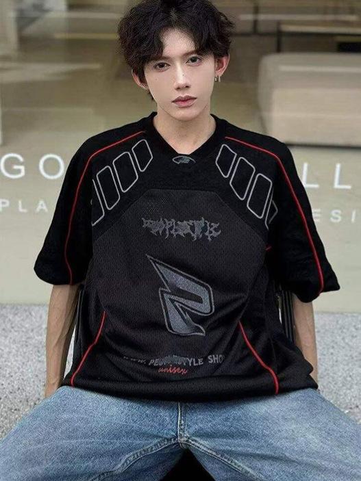 Tシャツ メンズ 半袖 アメリカン ヴィンテージ風 スポーツ ウェア メッシュ 速乾 通気性 野球 バイク 自転車 ライディング トップス・カテゴリ: Tシャツ・スタイル: カジュアル・主な素材: ポリエステル混紡・柄: ストライプ、幾何学...