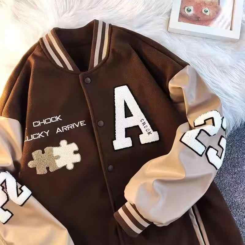 ジャケット メンズ レディース スタジャン 野球服 アウター ブルゾン 秋冬 ヴィンテージ風 刺繍 文字 パッチワーク 切り替え カジュアル おしゃれ・スタイル: スポーツ・柄: 字母・フィット感: ゆるめ・ネックライン: スタンドカラー・...