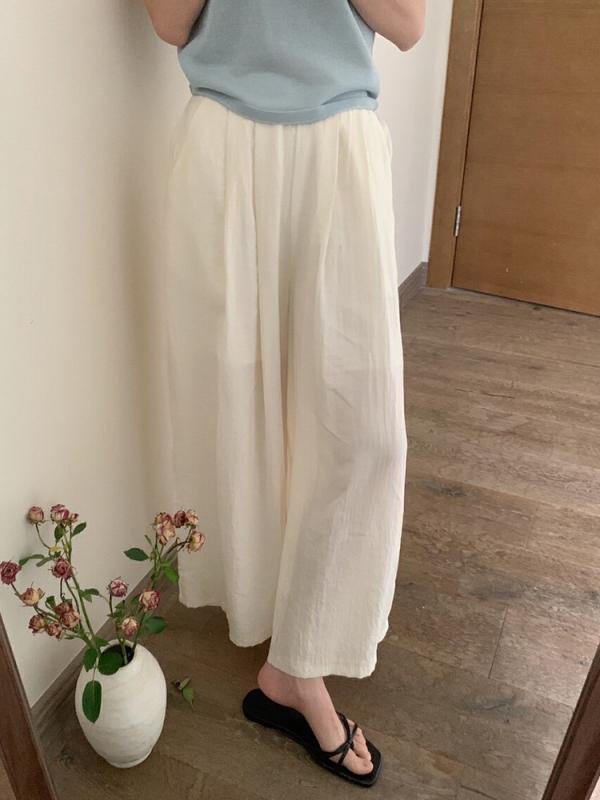 ワイドパンツ レディース 麻 再生繊維 接触 ハイウエスト ガウチョパンツ ゆるっと 落ち感 カジュアル 無地 春夏・素材: ポリエステル100%・パンツ丈: ショートパンツ・カラー展開: 米白色, ブラック・サイズ展開: S, M, L,...