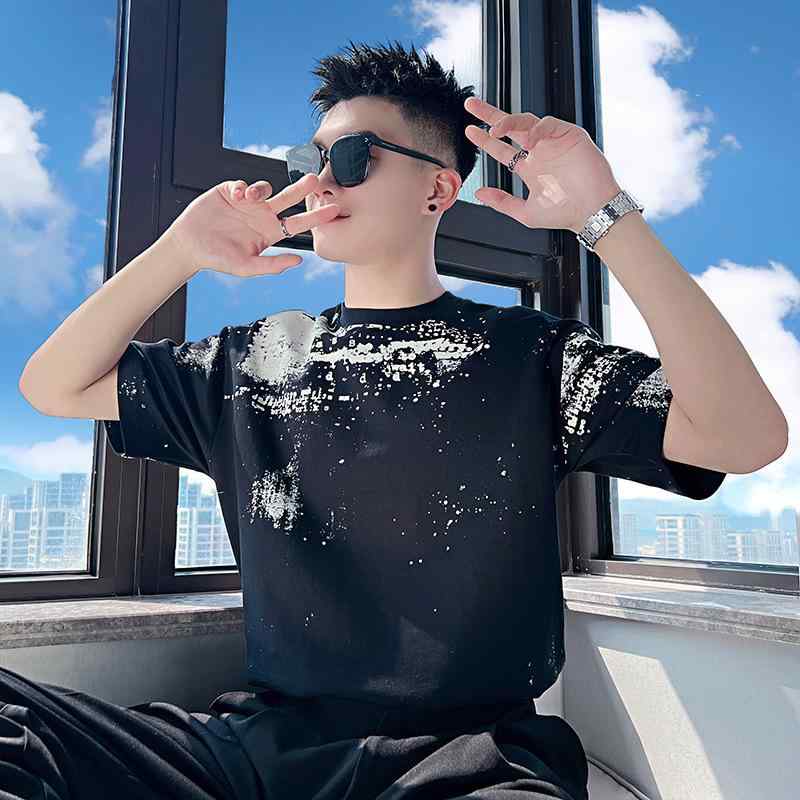 Tシャツ メンズ 半袖 ラウンドネック クルーネック プリント ストリート系 カジュアル トップス 普段使い・スタイル: 青春流行・主な素材: 綿・フィット感: 合体型・対象: 青年・タイプ: プルオーバー・ネックライン: クルーネック・袖...