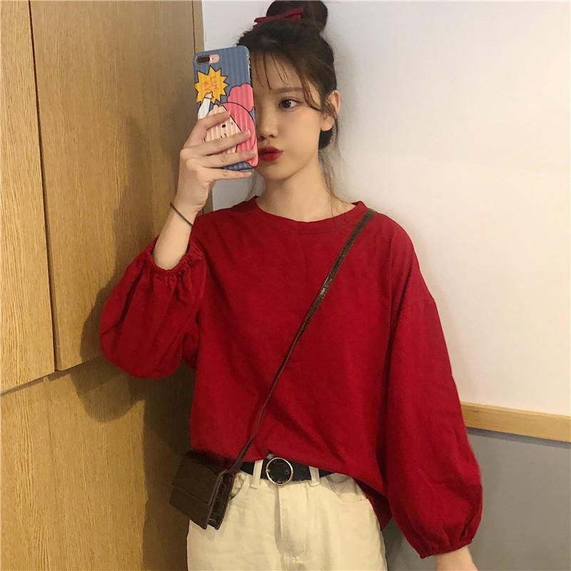 Tシャツ レディース 秋 長袖 ランタンスリーブ 韓国風 プレッピースタイル ルーズフィット 薄手 学生 通学 カジュアル 無地 シンプル 可愛い 体型カバー トレンド トップス・カテゴリ: Tシャツ・柄: 無地・袖丈: 長袖・シルエット:...