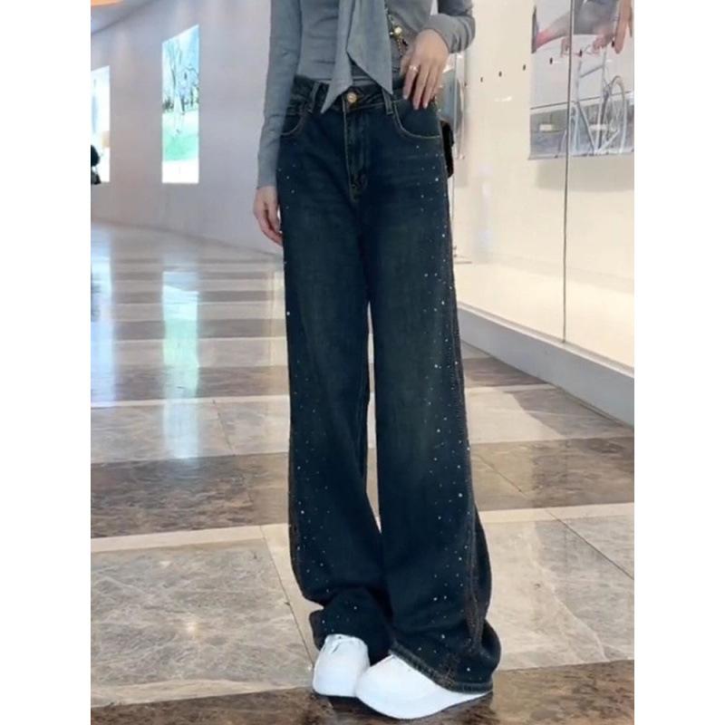 デニムパンツ レディース アメリカン ヴィンテージ風 ストーン加工 ハイウエスト ワイドパンツ ジーパン 秋物 パンツ ゆったり 美脚 着痩せ ボトムス・素材: デニム・主成分: 綿・副成分: ポリエステル・スタイル: トレンド、ストレート...