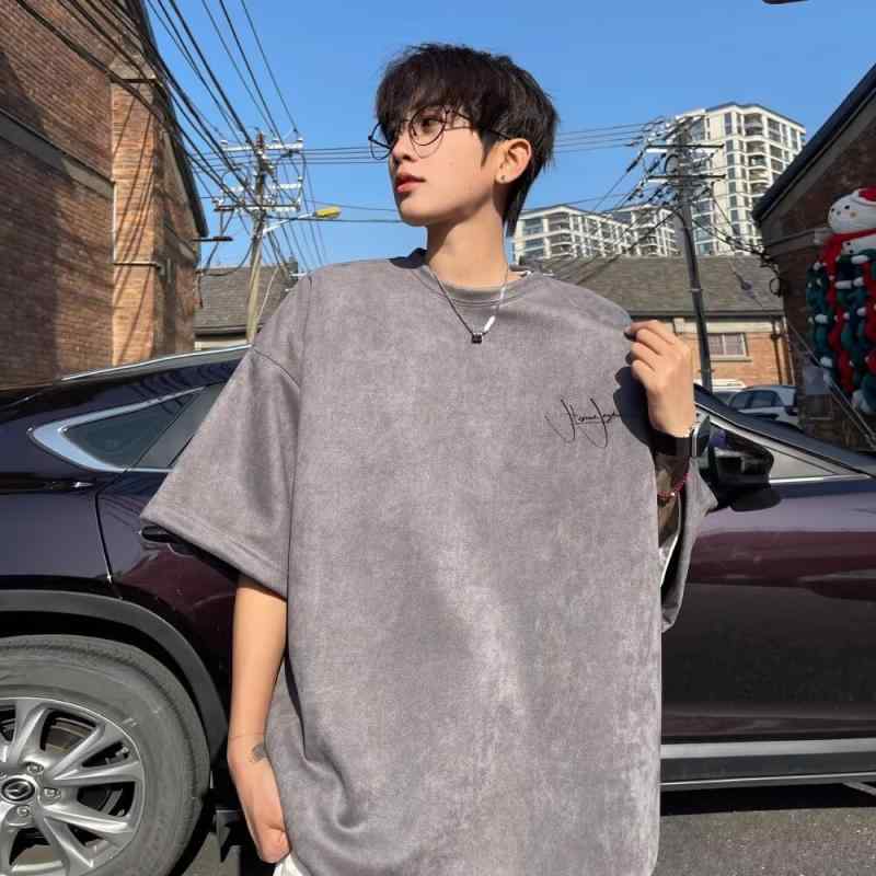 夏 春夏 秋冬 オールシーズン メンズ レディース 半袖Tシャツ アメリカンレトロ 高街痞 紳字母プリント ゆったり ストリート カップル チャイナドレス・素材: 麂皮绒・柄: 字母・型: 宽松型・貨源类别: 现货・適用人群: 青少年・カテ...
