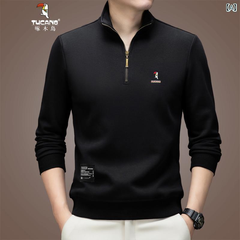 トップス メンズ スポーツ パーカー 長袖 Tシャツ 秋物 フルジップ ハイネック トレーナー カジュアル・スタイル: 韓国風・款式: プルオーバー・襟型: スタンドカラー・袖丈: 長袖・フード: なし・厚さ: 普通・メイン素材: 綿75%...