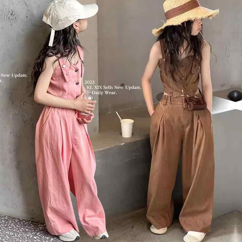 ・カテゴリ: 子供用セットアップ・対象性別: 女の子・スタイル: 韓国風・セット内容: トップス、パンツの2点セット・対象年齢: 中大童（8歳以上、140cm以上）・袖丈: ノースリーブ・フード: フードなし・パンツ丈: 長ズボン・生地加工...