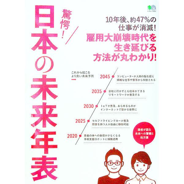 &nbsp;&nbsp;&nbsp; 驚愕！日本の未来年表 単行本 の詳細 出版社: 出版社 レーベル: エイムック 作者: 出版社 カナ: キョウガクニホンノミライネンピョウ / エイシュッパンシャ サイズ: 単行本 ISBN: 4777...