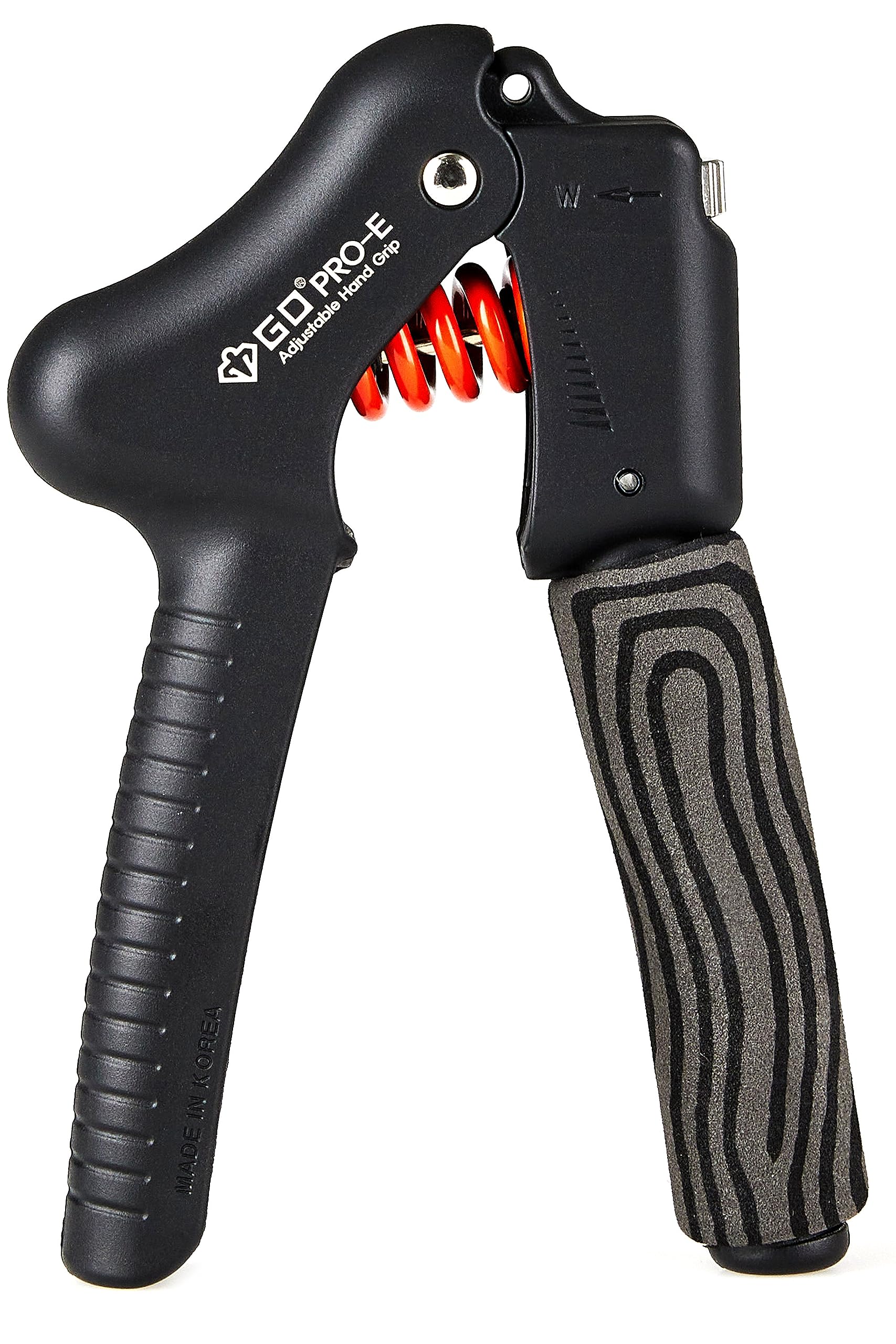 ・［8・36kgまで調節可、老若男女どなたでも使えるハンドグリップ］ GD GRIP PRO-Eは、8kgから36kgまで細かく強度調節できるアジャスタブルハンドグリップです。力の弱い女性、未成年者、お年を召した方から一般成人男性まで、GD...