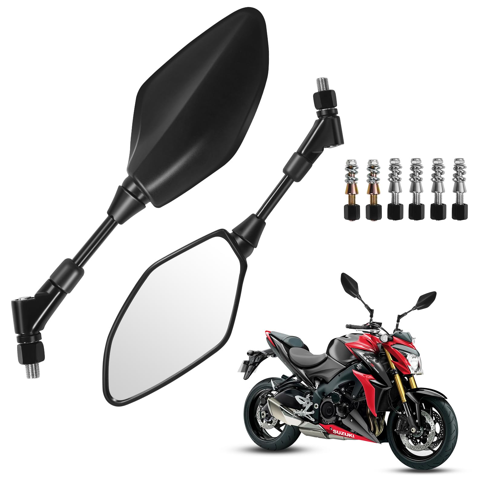 ・寸法:ミラー最大長151mm、最大幅79mm、シャンク長さ110mm、0.3インチ(8mm)、0.4インチ(10mm)ネジに対応・視野:ボールジョイントにより、最適な視野が得られるように360°調整でき、凸面レンズ表面により、フラットミラ...