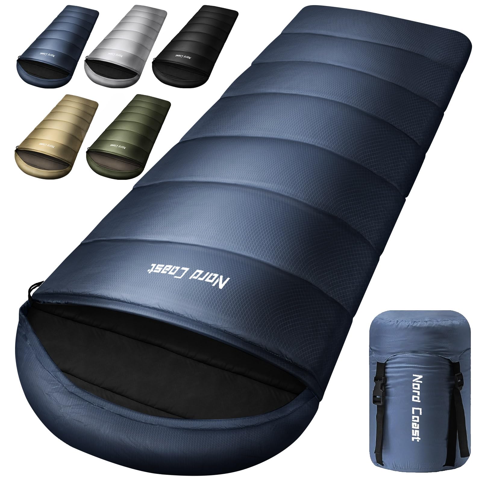 高級感溢れる素材と優れた防水性： キャンプ寝袋は、外層に使用された230Tダイヤモンドパターン生地が特徴で、強力な撥水加工により水や湿気から守ります。中間層には、保温性に優れた高品質中空ポリエステルを使用し、効果的に暖かさを保持します。内側...