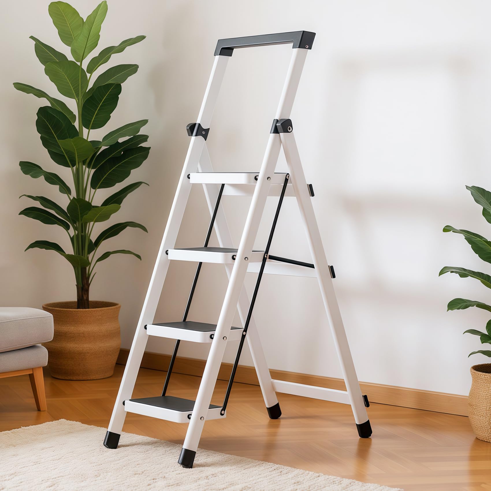 【軽量かつ耐荷重100kg】優れたスチール材質を採用し、わずか2.35kgの軽量ボディながら最大100kgまで耐える耐荷重性能を実現。溶接部には補強ブラケットを追加し、長期間使用の耐久性を増加させました。【安全設計で高所作業も安心】27×1...