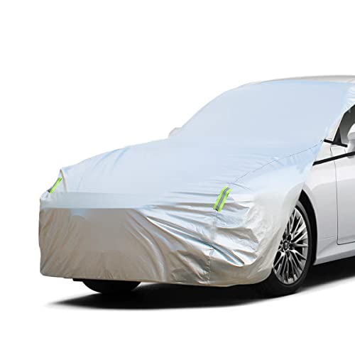 LINFEN ボンネットカバー 車 カバー 裏起毛タイプ ハーフカバー ボンネット保護カバー 車フロントガラスカバー カーフロントカバー 凍結防止カバー ハーフ ボディカバー カーカバー 自動車カバー 防水 雪対策 防氷 車サンシェード 日...