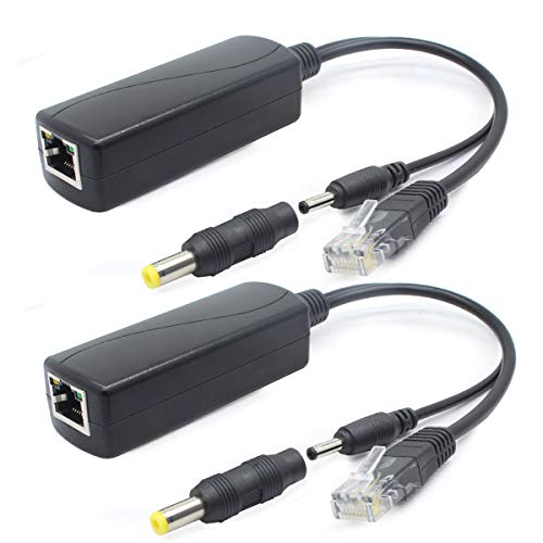 ANVISION 2パック5VギガビットPoEスプリッター、48Vから5V 2.4Aアダプター、プラグ3.5mm x 1.35mm、5.5mm x 2.1mmコネクター、IEEE 802.3af準拠、IPカメラなどブランド: ANVISIO...