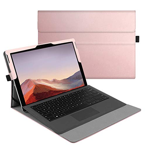 Fintie for Microsoft Surface Pro 7 Plus 2021/ 7/ 6 / 5 2017 / 4 / 3 ケース 専用スタンドカバー 薄型 軽量 ペンホルダー付き マルチ視角 合成皮革保護ケース(ローズゴールド...