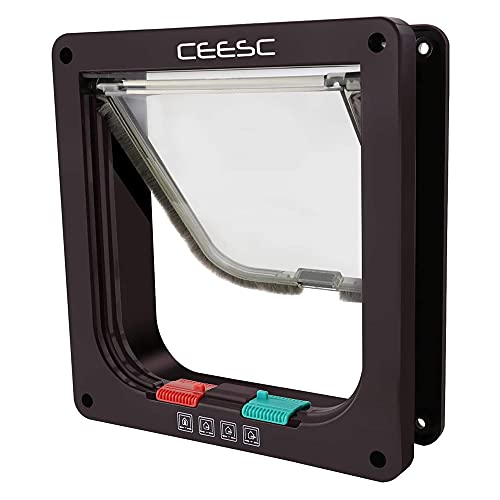 CEESC 4WAY ペットドア 小型 犬 猫 ペット出入り口 ドア 勝手口 扉 冷暖房対策 日本語取扱説明書付き (ブラウン, 中)ブランド: CEESCメーカー: CEESCJAN: 0694090891084CEESC 4WAY ペッ...
