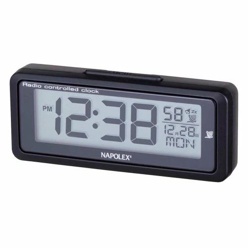 ナポレックス(Napolex) 車用電波時計 ブルーLEDバックライト付き 配線不要 バッテリー式(CR2032) 大型液晶採用 アラーム付き(スヌーズ機能あり) カレンダー表示機能 取付ステー付きで取り付け場所 角度調整も自由に可能 デジ...