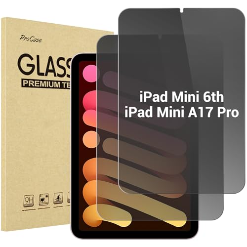 ProCase [2枚入り] iPad Mini A17 Pro 第7世代 2024 Mini6 フィルム 8.3” 2021、覗き見防止 強化ガラス 画面保護フィルム、貼付キット付き、 適用機種: 8.3インチ iPad Mini A17...