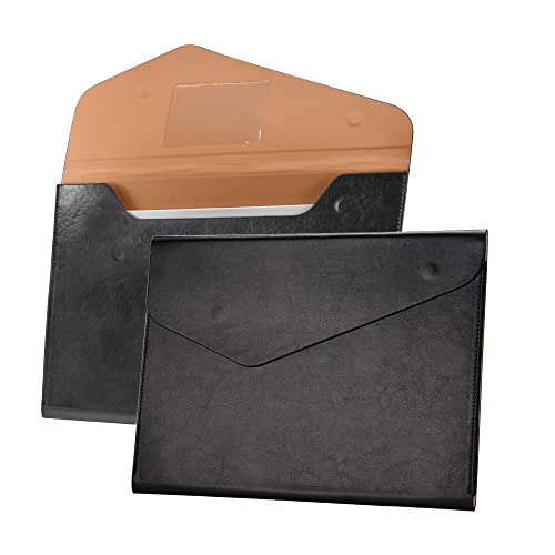 VANRA ファイルフォルダー A4 PUレザー 書類ケース レターサイズ ファイルバッグ プラスチック封筒 ドキュメントレター 大容量 防水 持ち運び簡単 資料 収納 オフィス ビジネス (ブラック)ブランド: VANRAメーカー: VA...