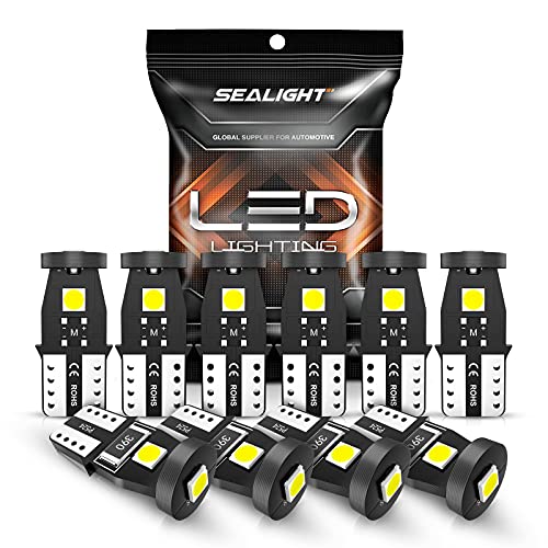 SEALIGHT t10 led ナンバー灯 ポジションランプ ルームランプ ホワイト 高輝度 6連2835LEDチップ搭載 キャンセラー内蔵 50000時間寿命 無極性 車検対応 12V 3年保証(10個入り)ブランド: SEALIGHT...