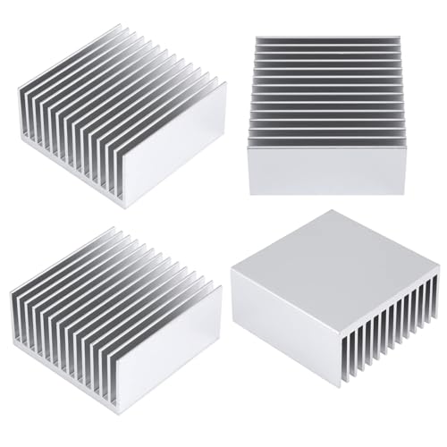 Awxlumv 4pc 50mm アルミニウム脱熱器キット 50 (L) x 50 (W) x 20mm (H)、GPU CPU ペルチェ基板モジュール ルーターアンプ LED チップセット用高コスト冷却フィンヒートシンク (シルバー)ブラ...