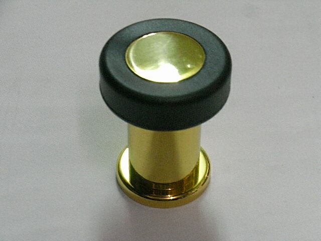 座付ラジアル戸当り床付RB-7ゴールド色です。 上部の直径35ミリ、軸部の直径21ミリ、高さ45ミリです。付属の木ネジ又は8ミリのオールアンカーのいずれかでお取付けいただきます。